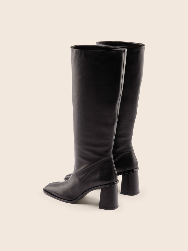 Lorca Black Leather Knee-High Boots | Handmade | Maguire Shoes