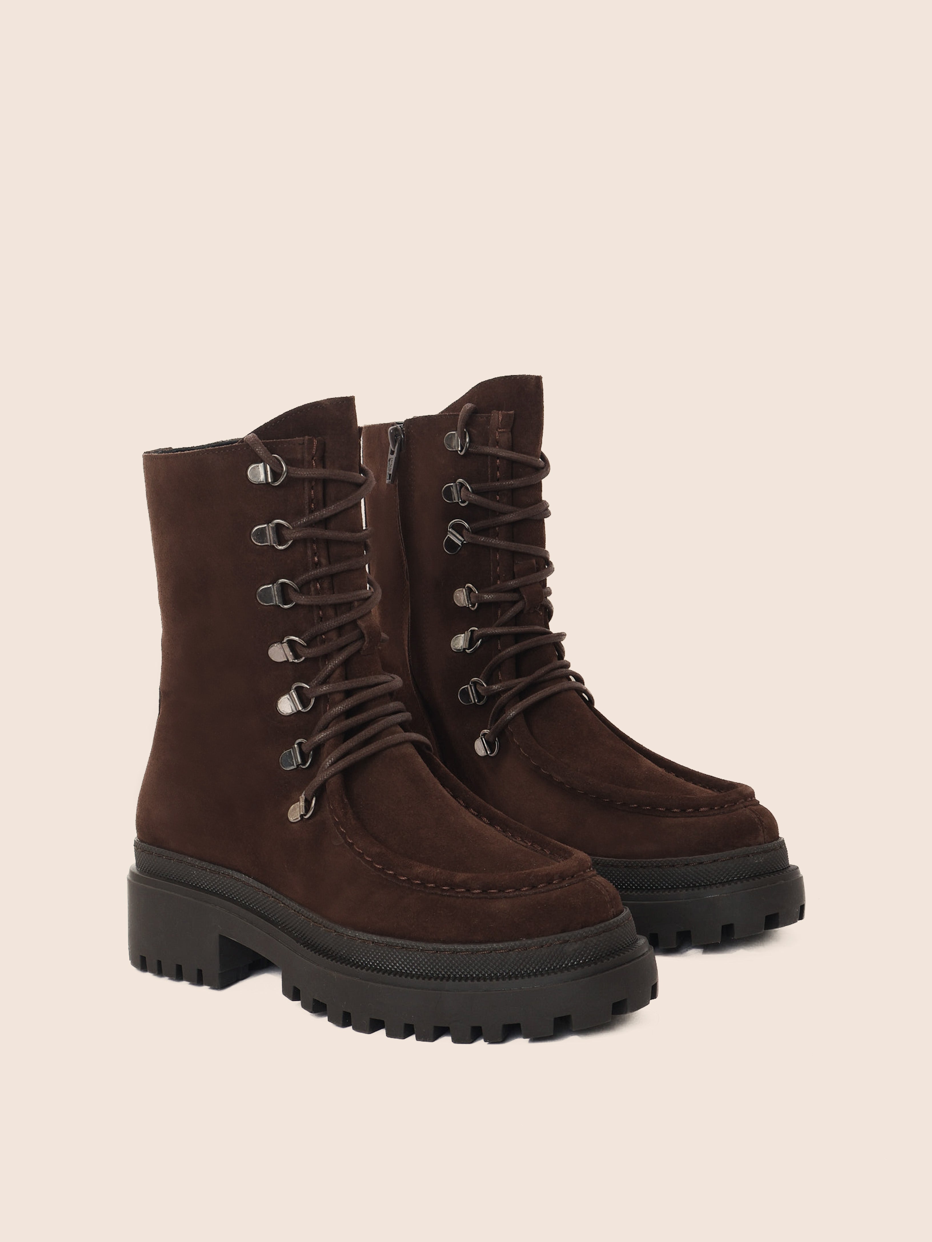 Lorena Brown Suede Combat Unlined Winter Boot | Maguire Shoes