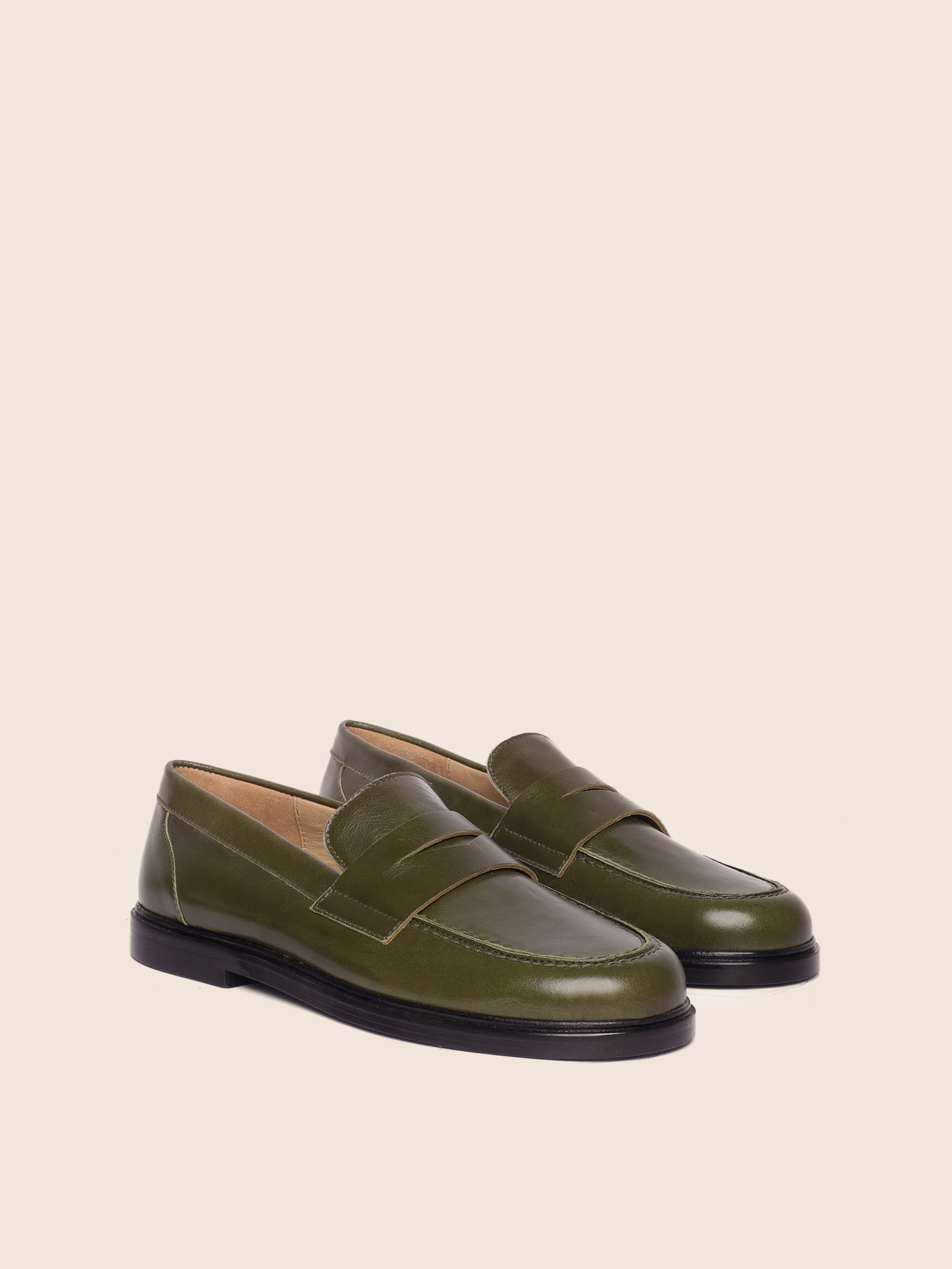 Orio Olive Leather Penny Loafer | Maguire Shoes