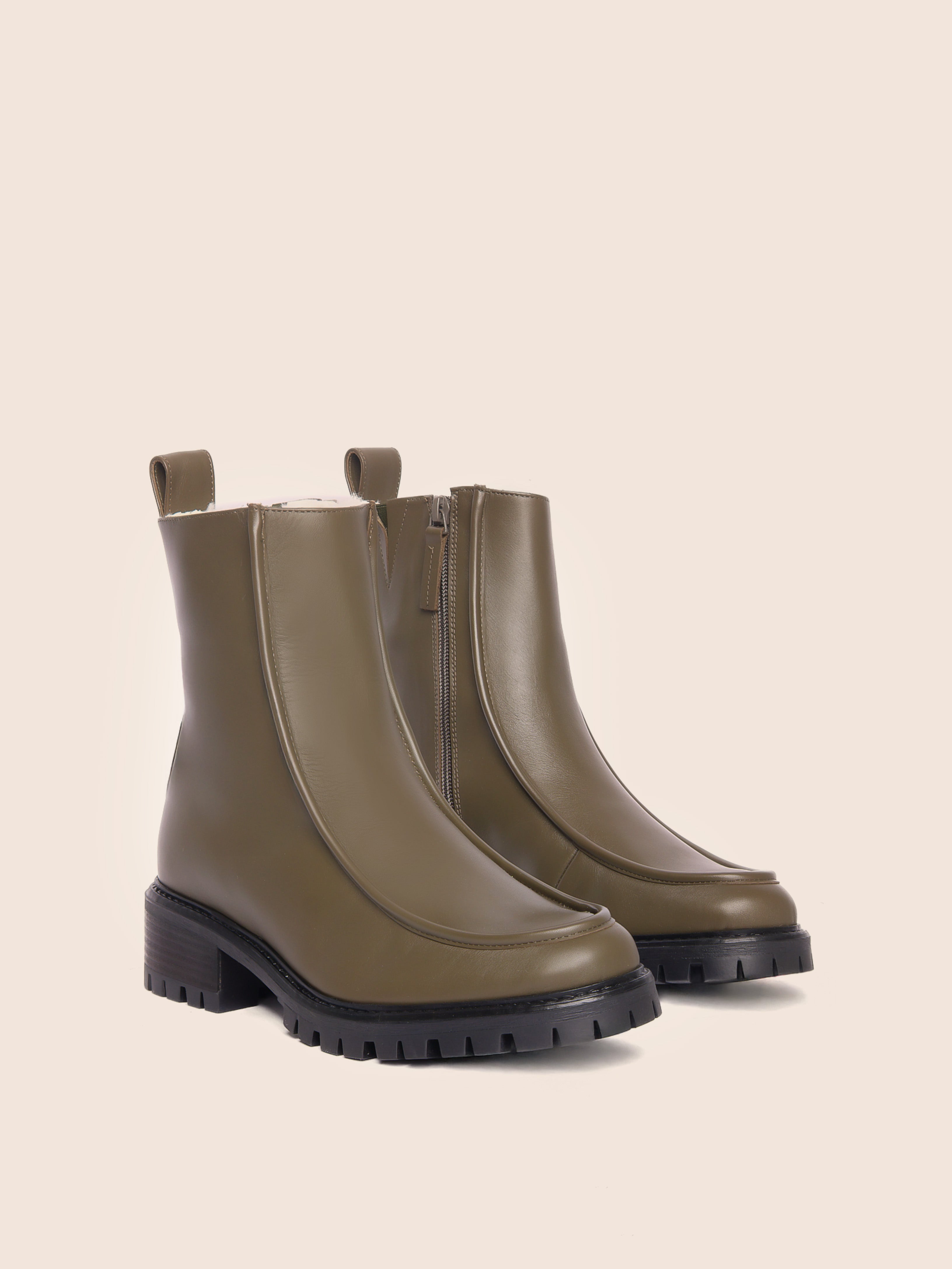 Vigo Sheepskin Lined Leather Winter Boot Olive | Maguire Shoes