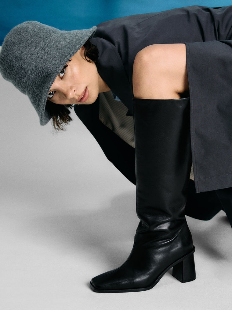 Lorca Black Leather Knee-High Boots | Handmade | Maguire Shoes