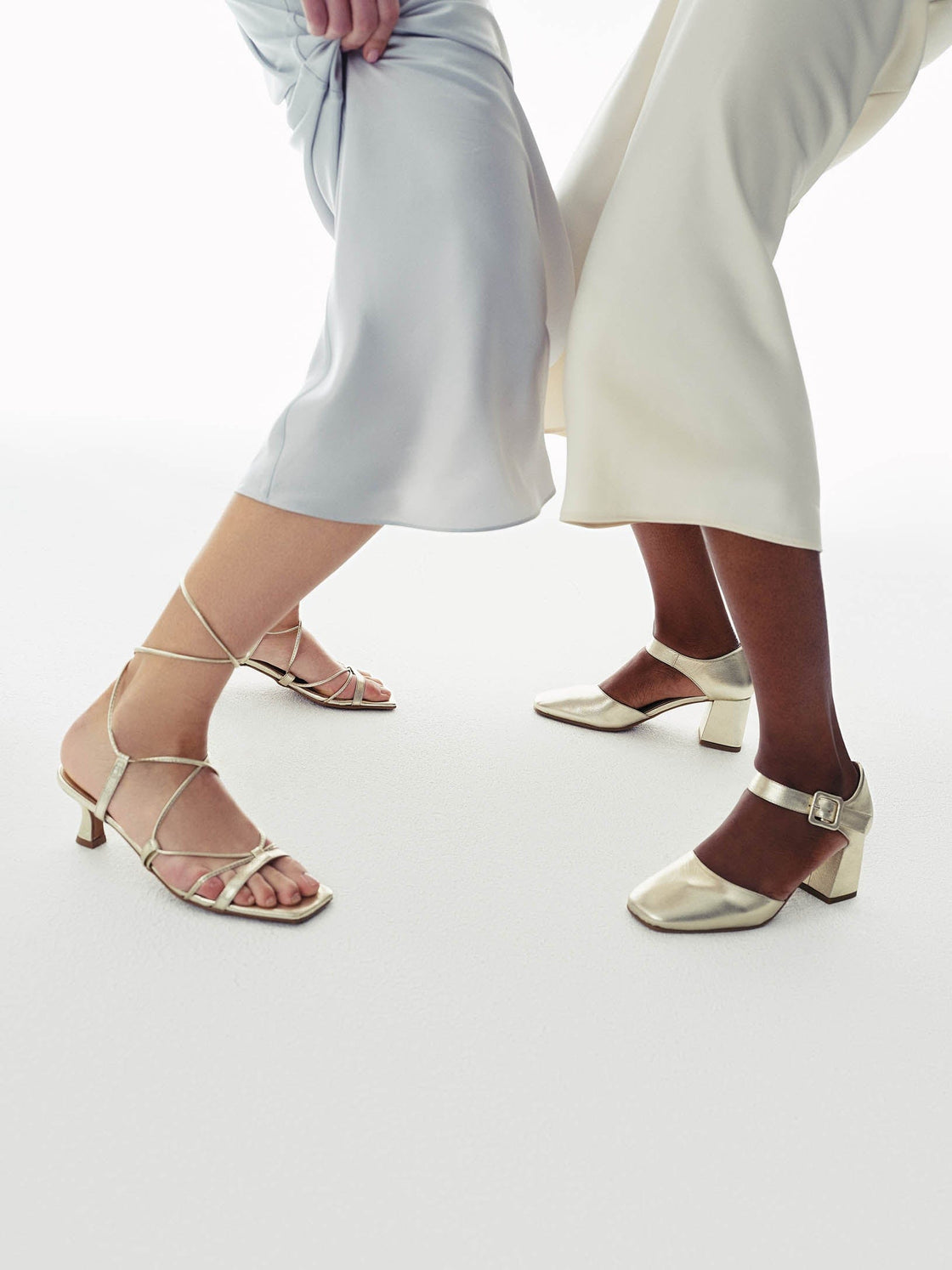 Marbella Gold Mary Jane Closed-Toe Heel | Maguire Shoes